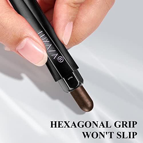 LUXAZA Brown Eyeshadow And Eyeliner Pen Set, Shimmer Neutral Cream Crayon,Waterproof Long Lasting Eye Highlighter Stick,Eye Brightener Stick Makeup Set, 6PCS