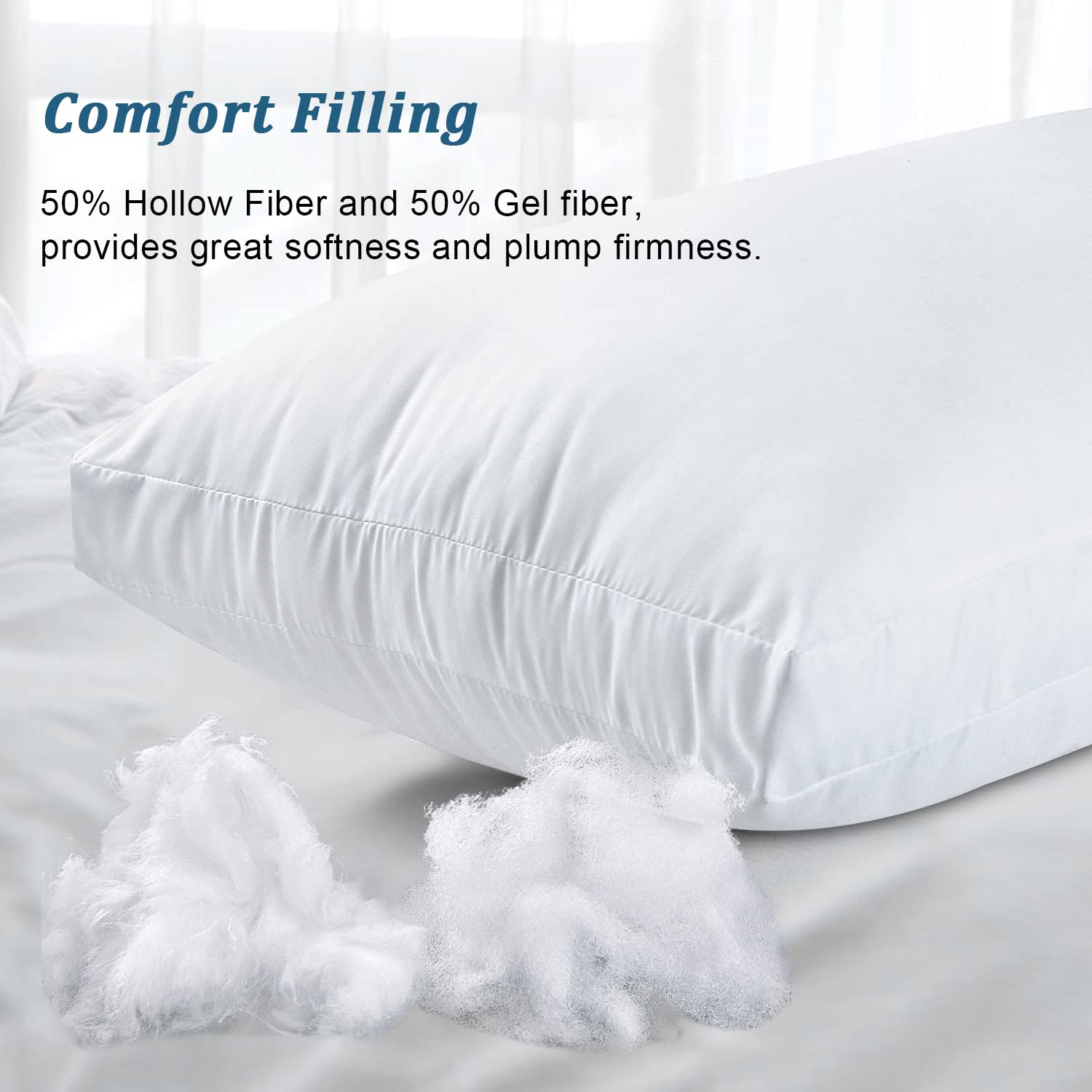 EIUE Bed Pillows for Sleeping 2 Pack Queen Size,Super Soft Down Alternative Microfiber Filled Pillows,20 x 30 Inches,White