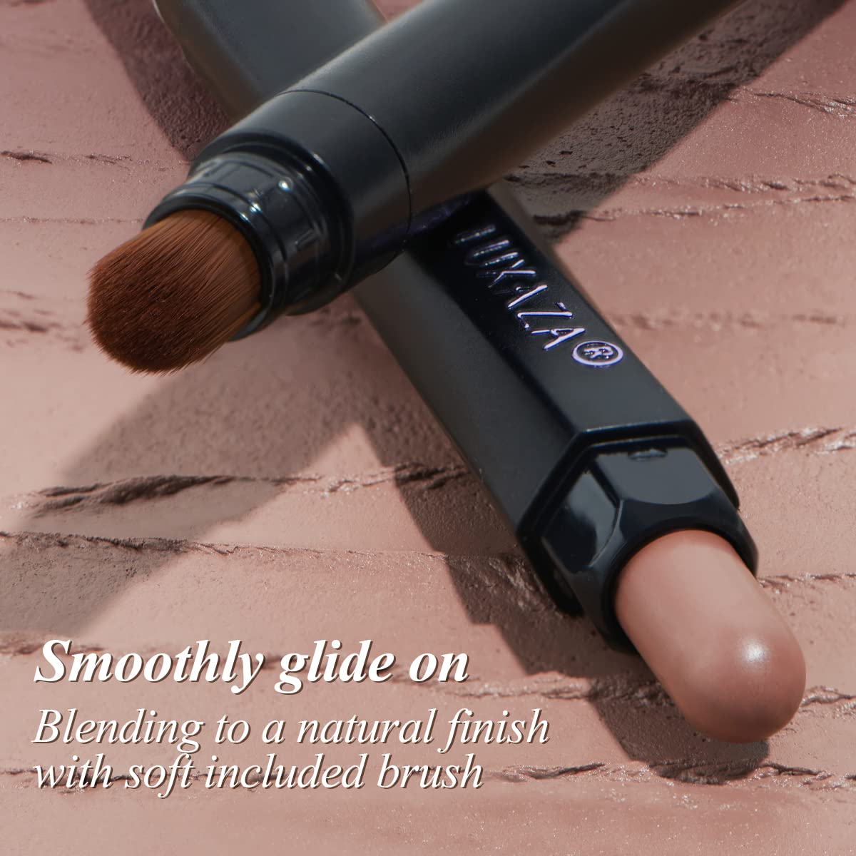 LUXAZA Cream Single Eyeshadow Stick with Blending Brush, Hypoallergenic Eye Shadow Stick Makeup, Pro Waterproof & Long Lasting Eye Brightener Stick,Eyeshadow Pencil Crayon Matte #01