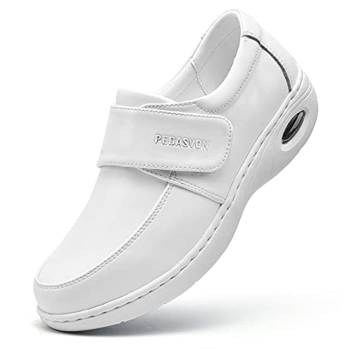 PEDASVON Women's Healthcare Nursing Shoes Lightweight Comfortable Nurse Shoe Footwear Restaurant Loafer Waterproof Work Shoes (white-209, adult, women, numeric_8_point_5, numeric, us_footwear_size_system, medium)