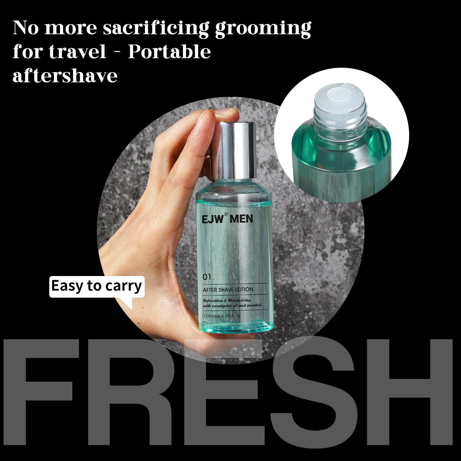 EJW After Shave Lotion for Men - Cooling & Soothing Formula with Witch haze, Aloe Vera and Field Mint Leaf, 3.38 fl oz