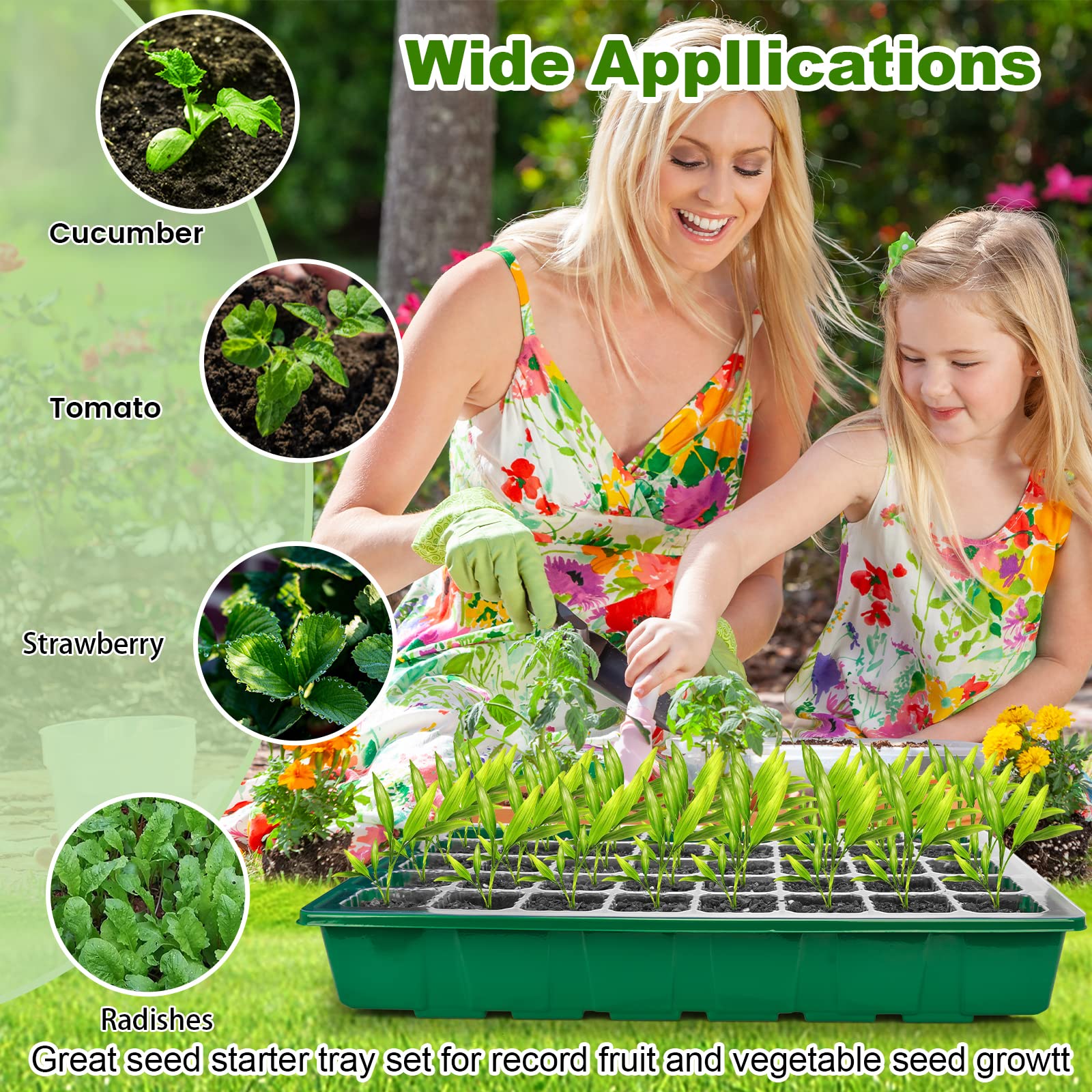 FEYDSGF Seed Starter Tray with Grow Light,40 Cells (2 Pack) Seed Starter Kit with Air Vent Humidity DomeHeightened Lids Growing Trays for Indoor Gardening Plant Germination Trays