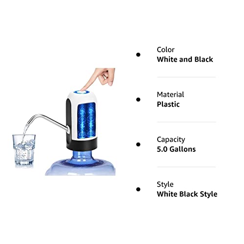 Electric Water Dispenser, Automatic Portable Water Dispenser, Drinking Water Pump for 5 Gallon Bottle Jug with Rechargeable