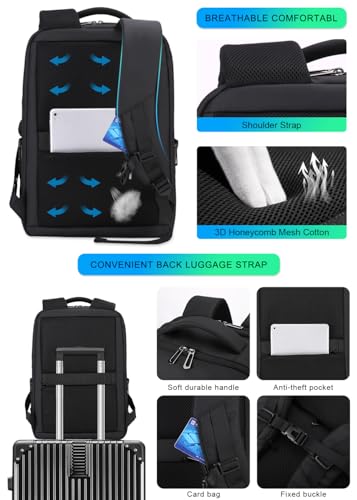 FENRUIEN Business Smart Backpack for Men, Flight Approved Travel Backpack Anti-Theft Waterproof Laptop backpack with USB Port, Expandable Men's Computer Work College Daypack Fit for 15.6 Inch Bookbag