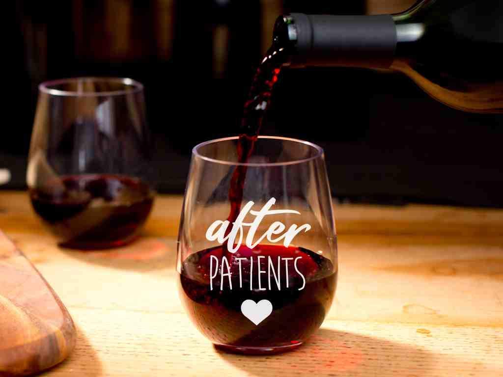 GSM Brands Stemless Wine Glass for Nurses and Doctors (After Patients) Made of Unbreakable Tritan Plastic - 16 ounces