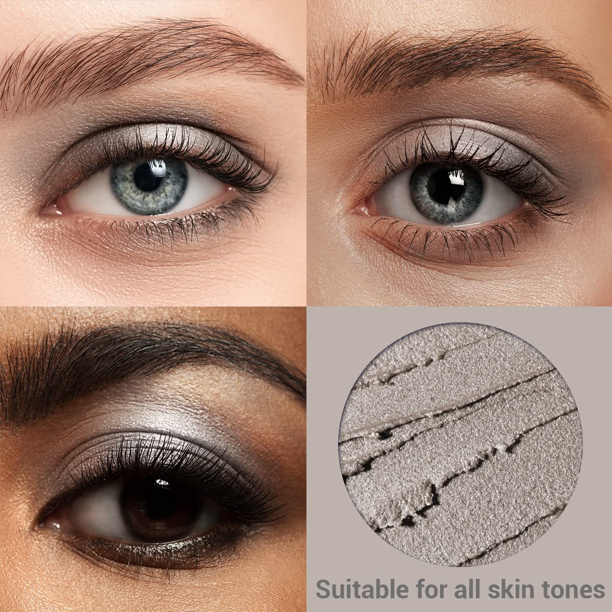 LUXAZA Eye Shadow Stick, Cream Single Makeup with Blending Brush, Eye Brightener Stick, Bronzer Contour Stick, Eyeliner, Smooth Metallic #100 Slate Pearl