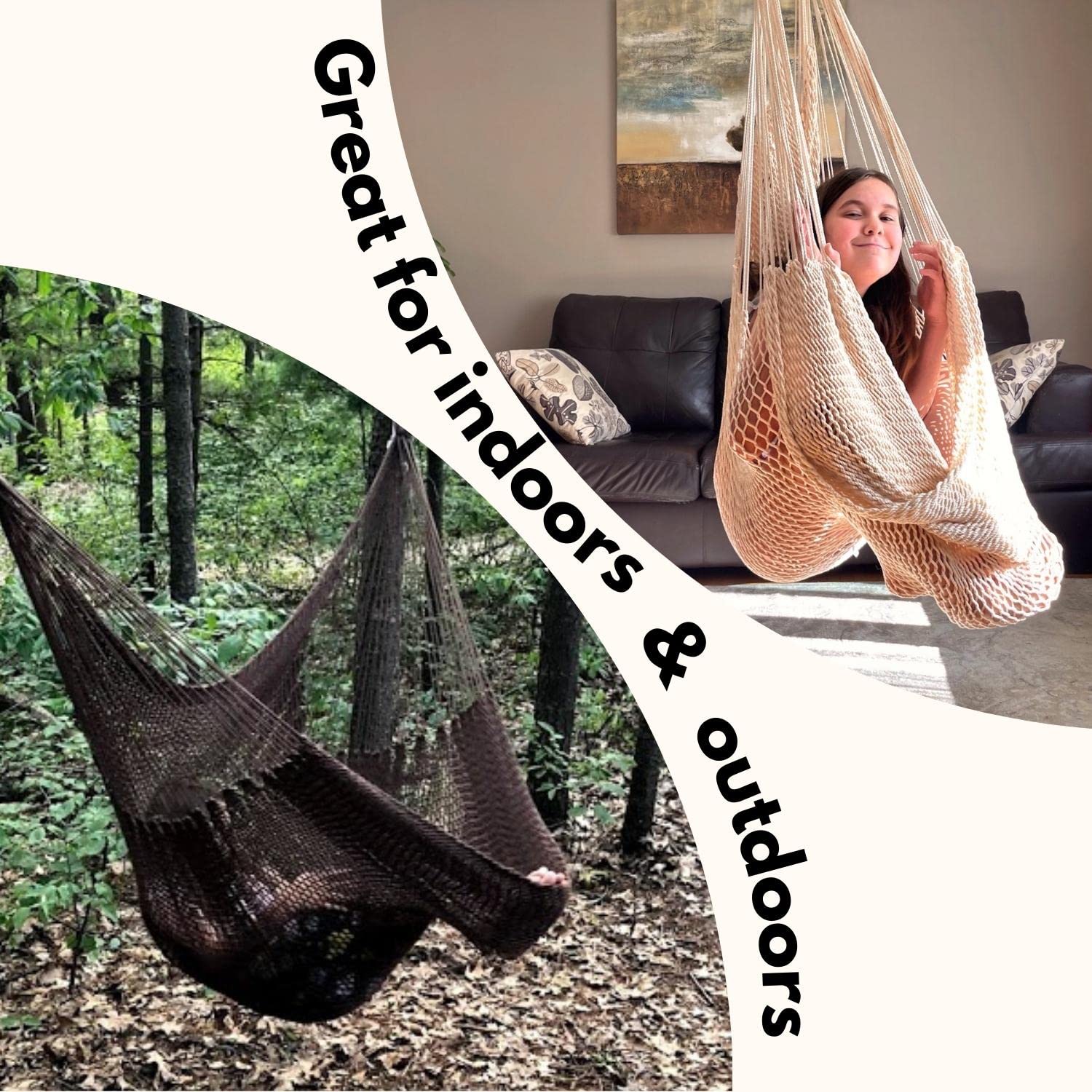 DreamGYM Hammock Swing Chair - Therapy Swing - Sensory Swing for Adults and Children - Cozy Brown