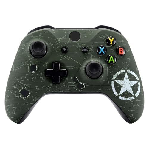 eXtremeRate WWII US Army Overlord Faceplate Cover, Soft Touch Front Housing Shell Case, Comfortable Soft Grip Replacement Kit for Xbox One X S Controller - Controller NOT Included