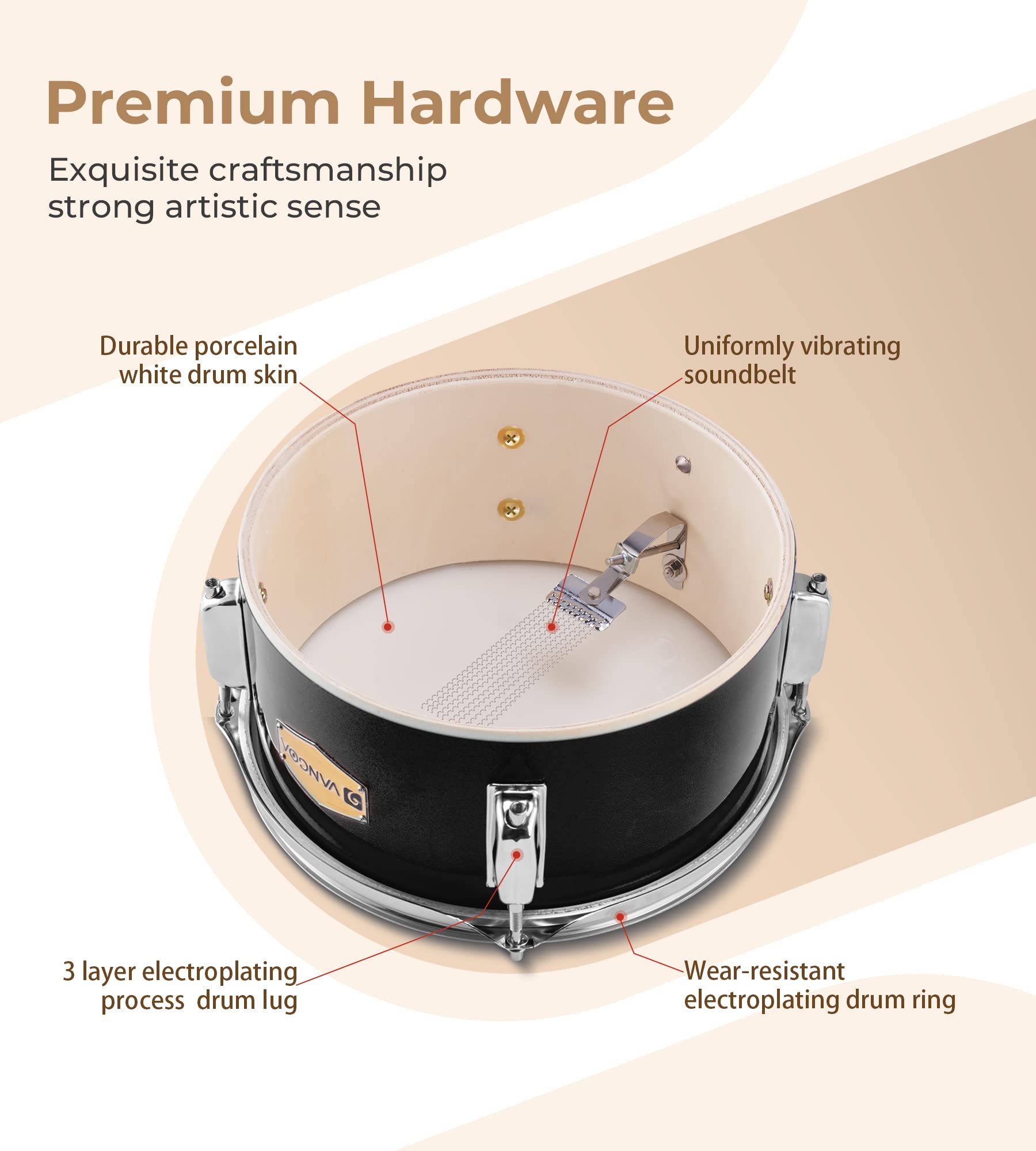 Kids Drum Set, 5 Piece Junior Drum Set for Beginner, 16 Inch Drum Set for Student Children Teens Starter Kits with Adjustable Throne Cymbal Pedal Drumsticks, Black, by Vangoa