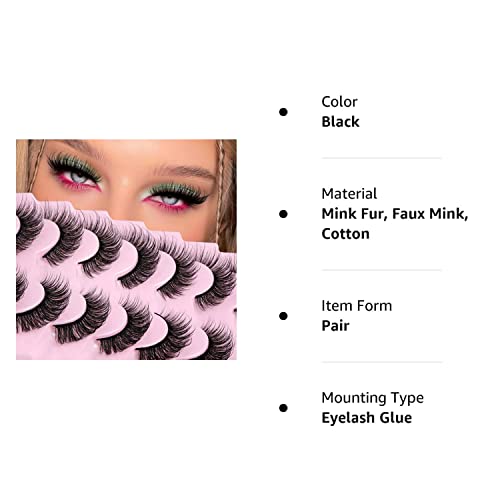 JIMIRE Faux Mink Lashes Wispy Fairy Strip Lashes Full Fluffy False Eyelashes Cat Eye PestaƱas 5D Multilayer Spiky Butterfly 15MM Volume Fake Lashes 8 Pairs Pack