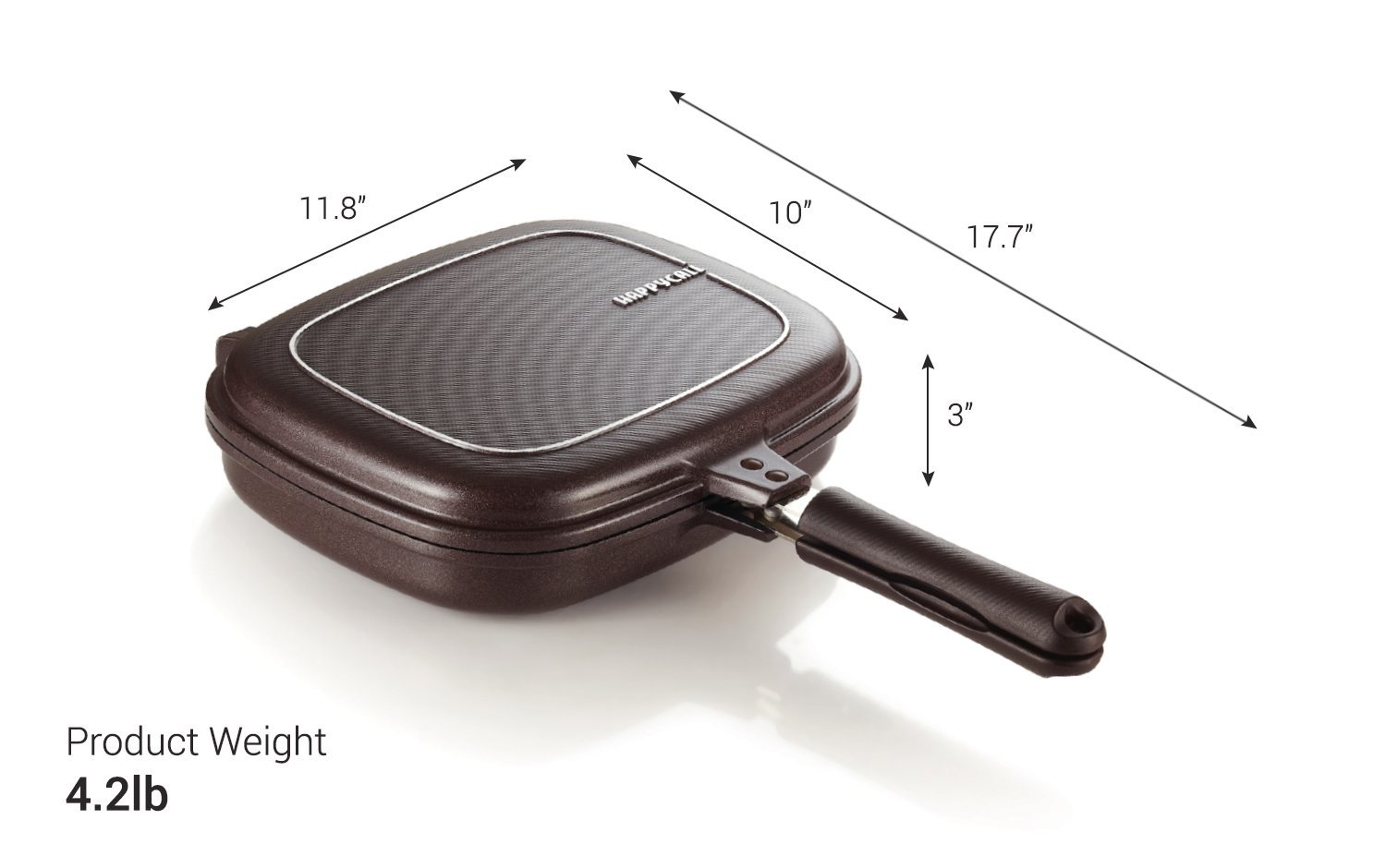 Happycall Titanium Nonstick Double Pan, Omelette Pan, Flip Pan, Square, Dishwasher Safe, PFOA-free, Brown (Jumbo Grill)