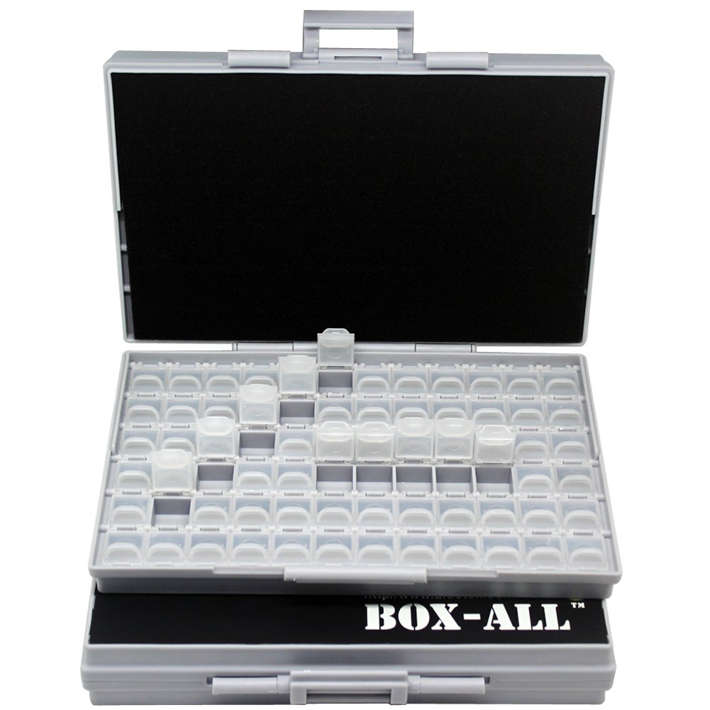 Two AideTek BOXALL72 SMD SMT Resistor Capacitor 1206 0805 0603 Box Organizer Craft Beads Storage 72 Compartments on Each Box