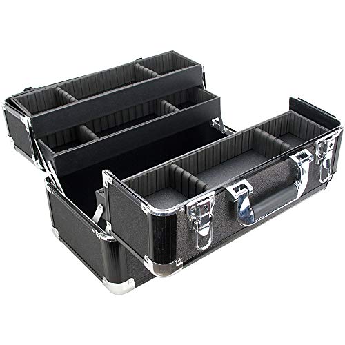 Ver Beauty 4-Tiers Extendable Trays Art Craft Supplies Storage Portable Box Tool Case Organizer Travel Dividers-VP006, Black Glitter