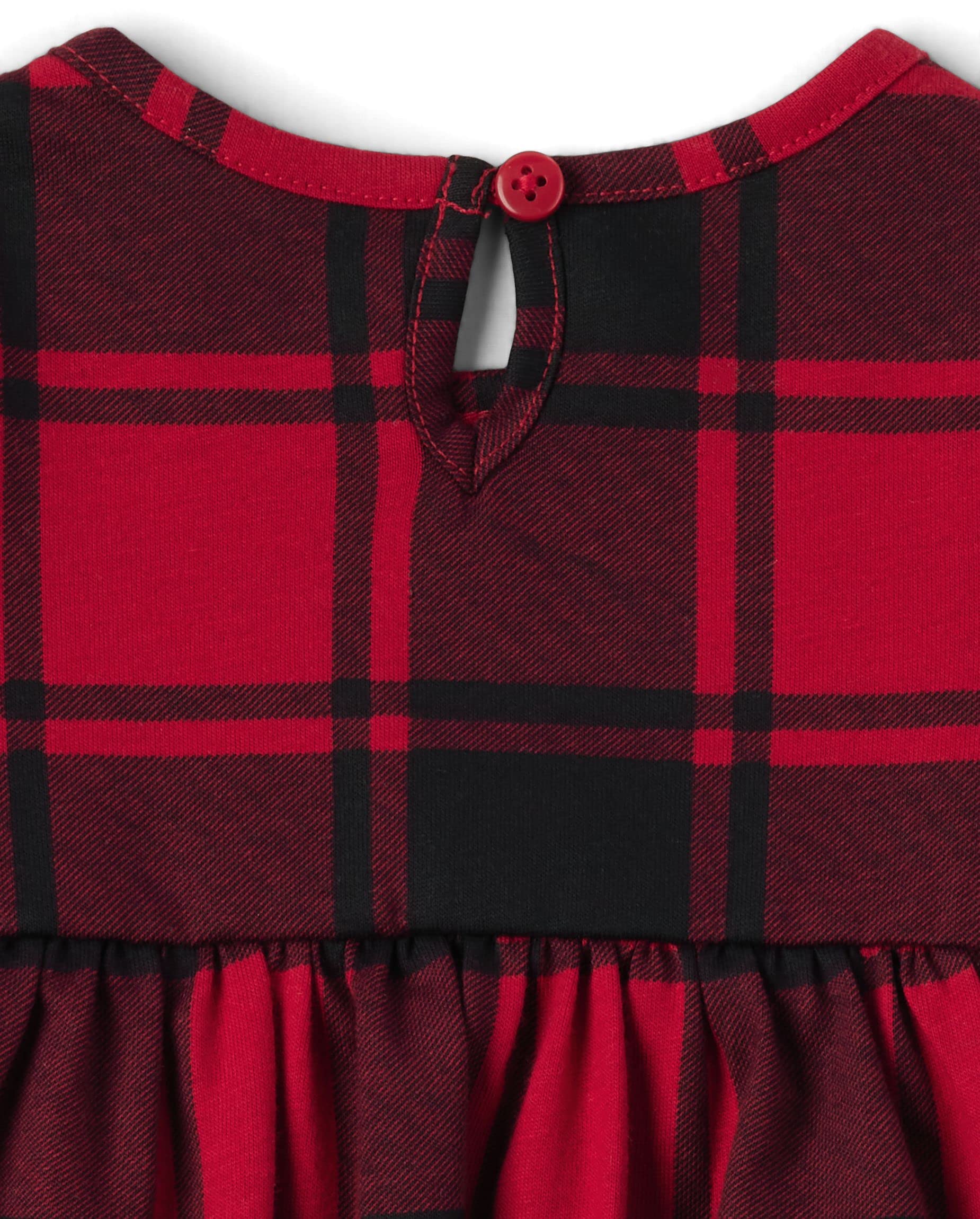 The Children's Place Baby Girls' Long Sleeve 100% Cotton Onesie Bodysuits, Red Plaid/White Stripe, 3-6 Months