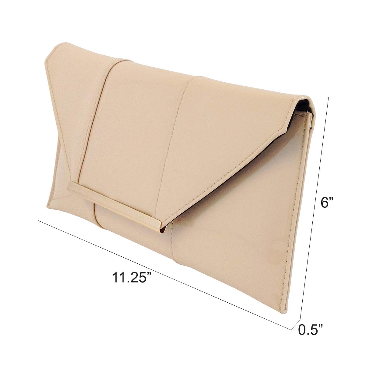Faux Patent Leather Envelope Candy Clutch, Nude