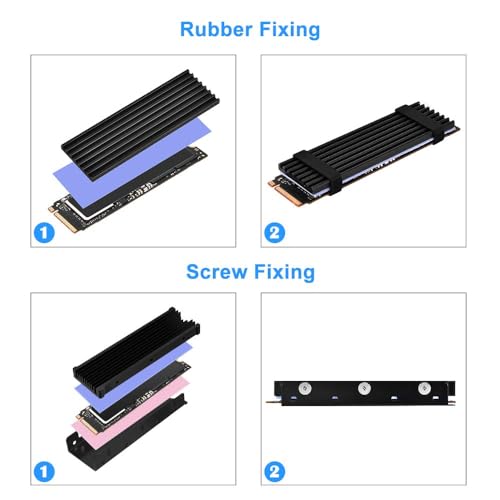 ELUTENG M.2 SSD Heatsink for PS5 / PC Easy Installation Heat Sink M2 SATA NVME Cooling Sink with 4 Thermal Silicone Pads M.2 SSD Cooler Set Heat Reduction for 2280 WD SanDisk Crucial Kingston Samsung