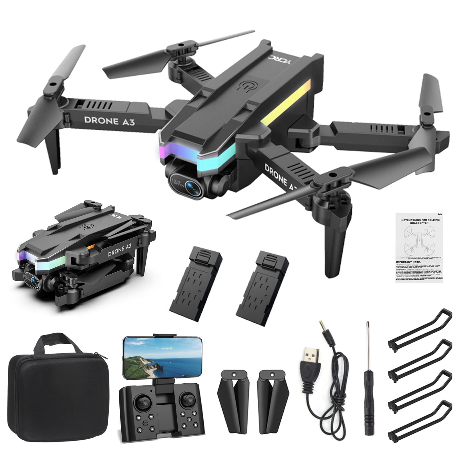 Drone Rc Quadcopter With Dual 4k Hd Fpv Camera Folding Drone Wifi Remote Control Image Transmission Hd Aerial Uav Multirotors Circle Airplanes Toys Gifts For Boys Girls