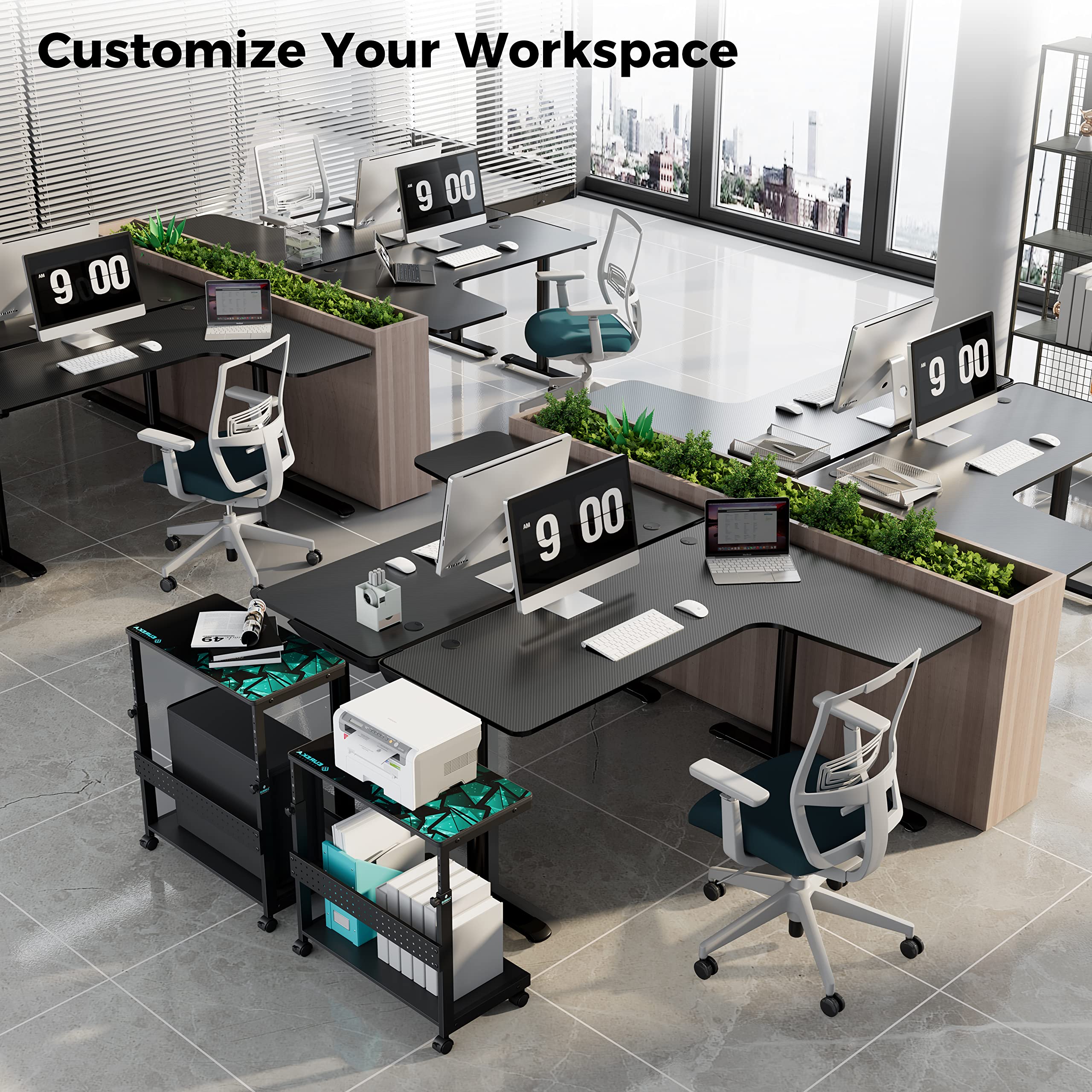 EUREKA ERGONOMIC 60 Inch L60 L Shaped Gaming Desk with Height Adjustable Computer Tower Stand for Home Office Workstation