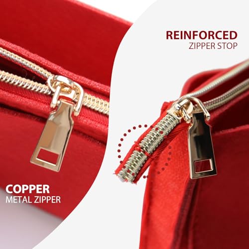 OMYSTYLE Red Purse Organizer Insert for Handbags, Felt Bag Organizer for Tote & Purse, Tote Bag Organizer Insert with 5 Sizes, Compatible with Neverful Speedy and More