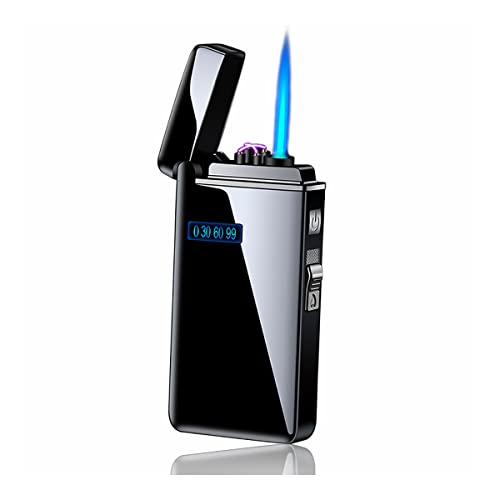 Electric Arc Lighter Jet Flame Torch Lighter Plasma Lighter 2 in1 USB Rechargeable Refillable Windproof Lighter for Candle Kitchen BBQ (Black)