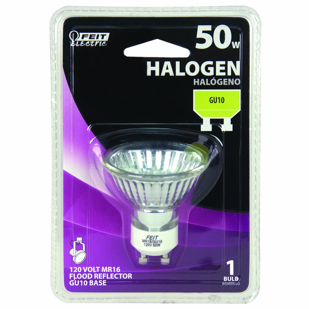Feit Electric BPQ50MR16/GU10 50-Watt Halogen Reflector Flood Bulb with GU10 Base, Clear