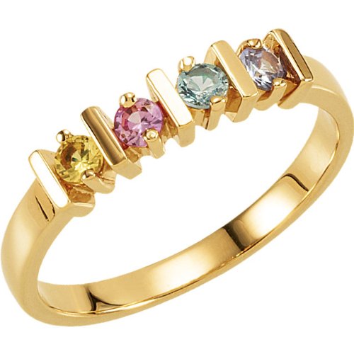 Family Mothers Ring 2 to 6 Birthstones 10k Yellow or White Gold