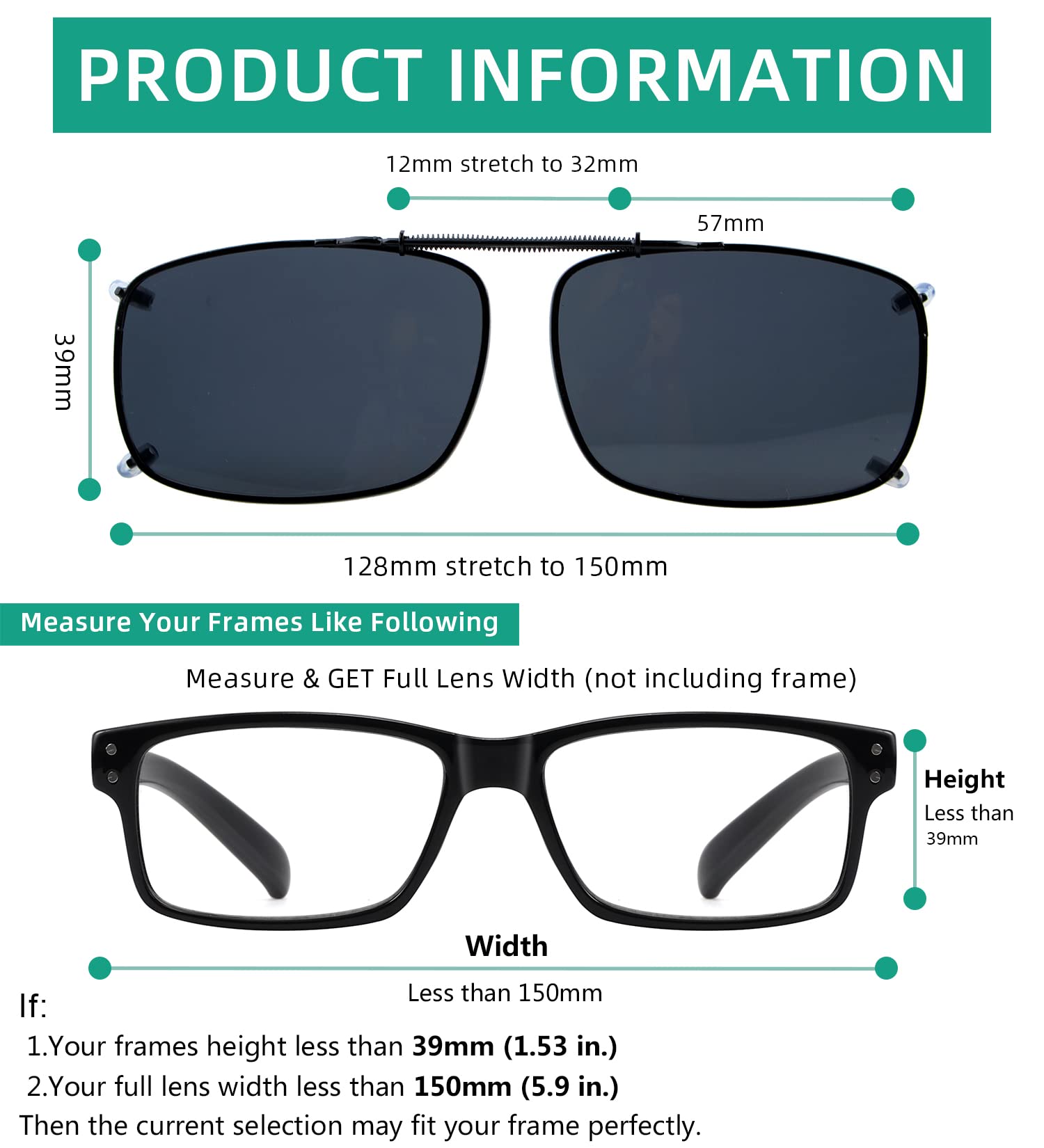Eyekepper Wide Lens 3-pack Clip-on Polarized Sunglasses 57 * 39MM