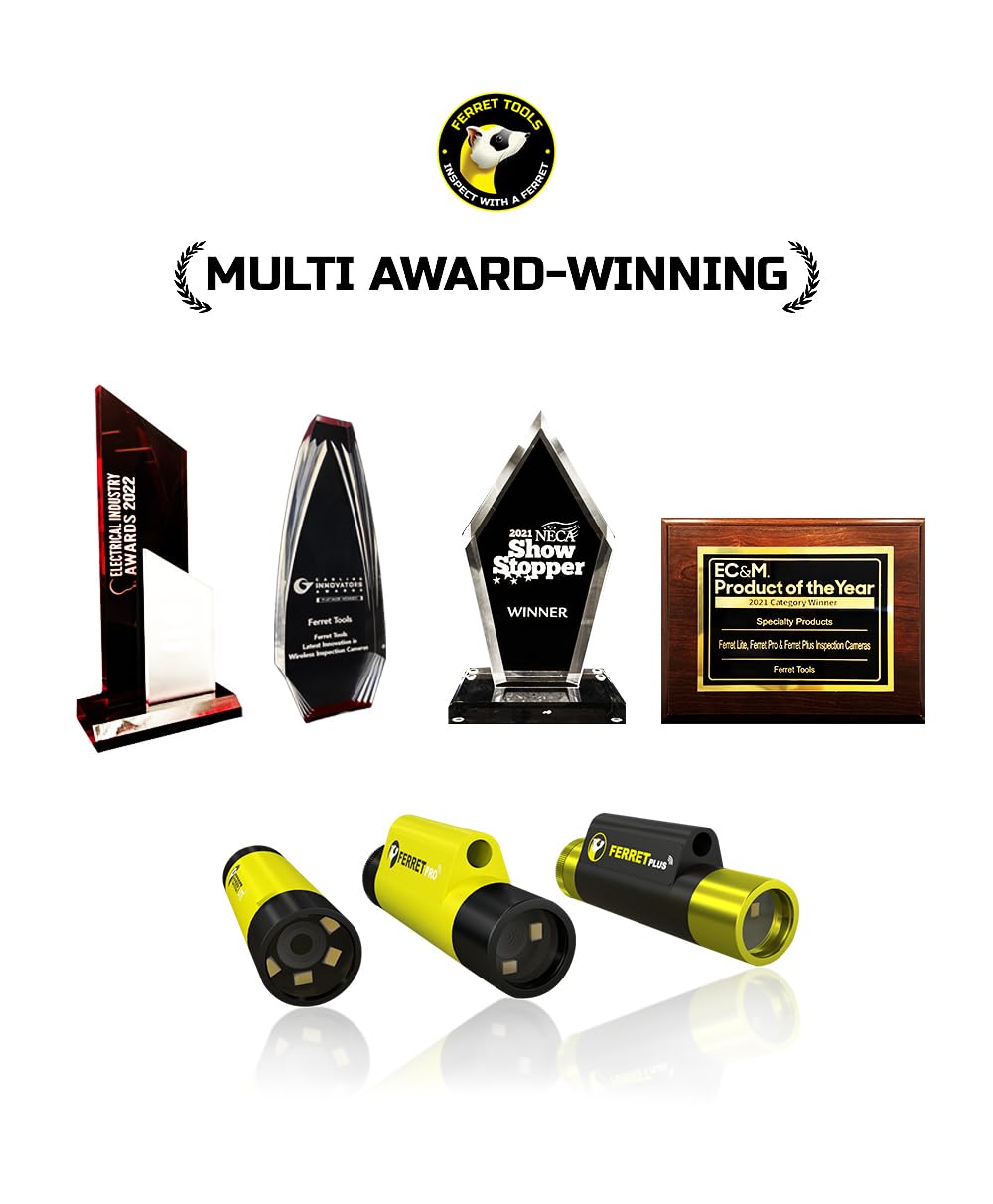 FERRET LITE – Multipurpose Wireless Inspection Camera, Rechargeable, Always Up Viewing Function, NOW with a Wireless range of up to 130’ (40m) - line of sight.