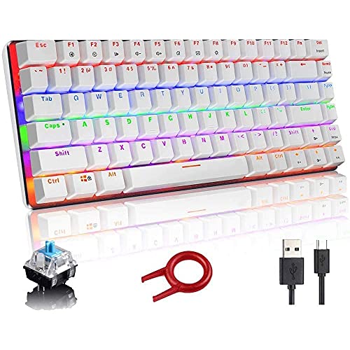 FELICON Mechanical Keyboard, AK33 Rainbow LED Backlit USB Cable Gaming Mechanical Keyboard, 82-Key Compact Mechanical Gaming Keyboard with Anti-ghosting Keys for Gamers and Typists