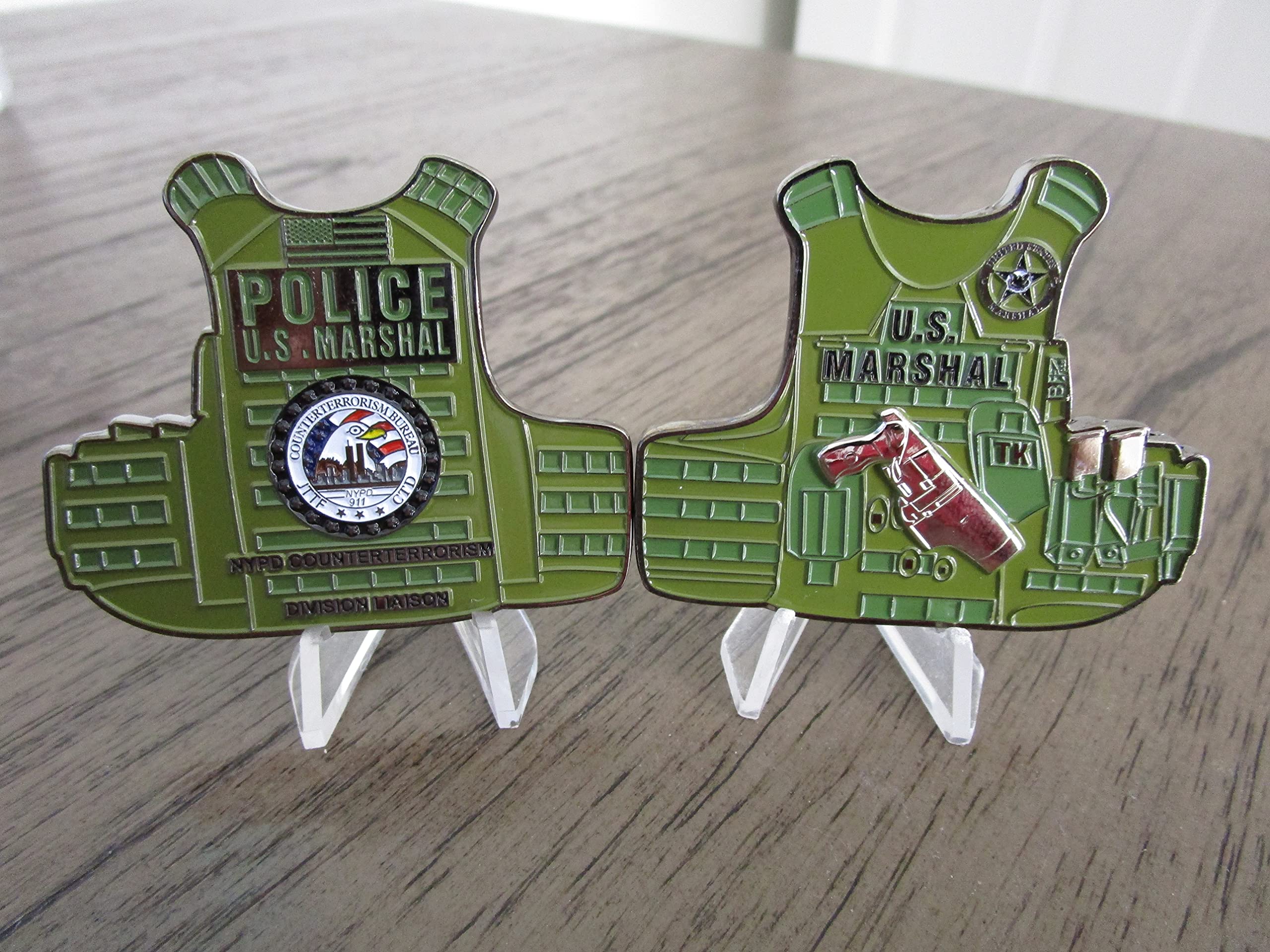 Police US Marshal New York Police Departmen Counter Terrorism Division Liason Tactical Vest Challenge Coin