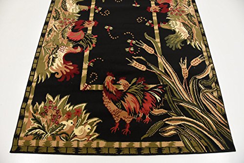 Unique Loom Barnyard Collection Area Rug - Farm (5' 3" x 8' Rectangle, Black/ Cream)