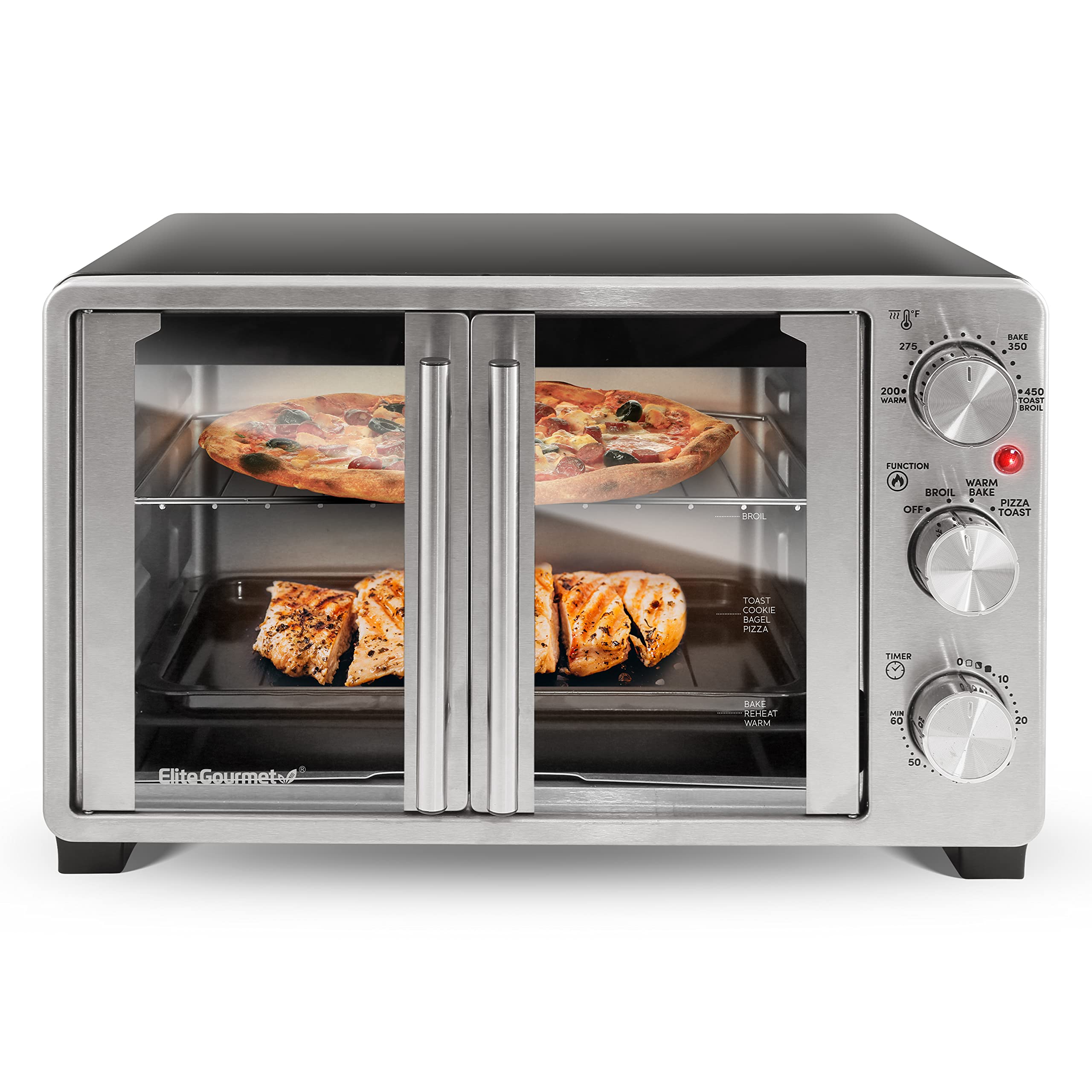 Elite Gourmet ETO2530M Double French Door Toaster Oven and Elite Gourmet EDB-302BF Countertop Double Cast Iron Burner