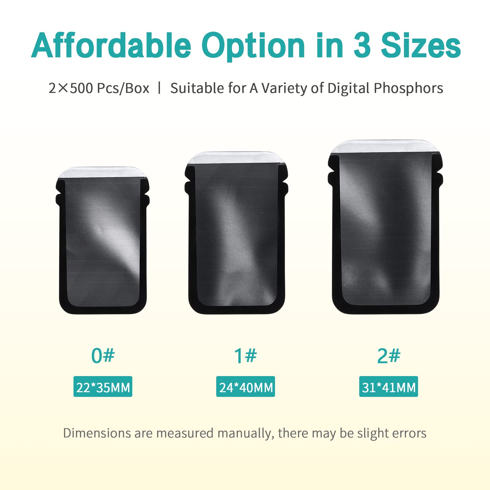 LVCHEN 1000 Pcs Dental XRay Barrier Envelopes for Phosphor Plate Size 2 - Disposable Dental Digtal X-Ray Film Phosphor Plate Barrier Prorective Bags
