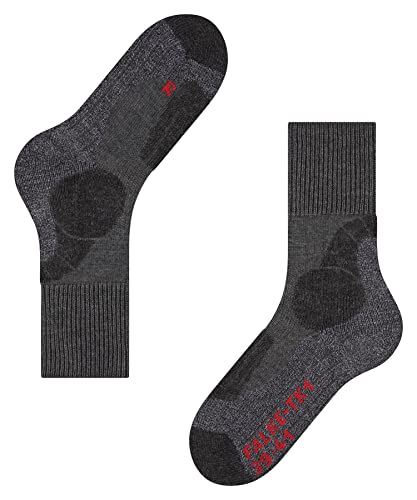 FALKE Men's TK1 Adventure Hiking Socks, Mid Calf, Thick Padding, Athletic Sock, Breathable Quick Dry, Merino Wool, Grey (Asphalt Melange 3180), 10.5-11.5, 1 Pair