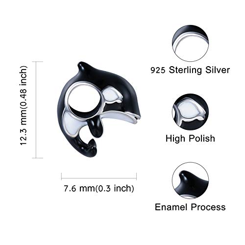 EvesCity Genuine Bolenvi 925 Sterling Silver Orca Whale Dolphin Ocra Charm Beads Pendants for Charms Bracelets & Necklace