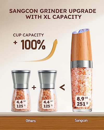 ππ©π π«ππππ ππ¨π³ ππ πππ©πππ’ππ² Sangcon Gravity Electric Salt and Pepper Grinder Set Battery Powered Refillable Automatic Operation Adjustable Coarseness Mill Grinder Shakers Set