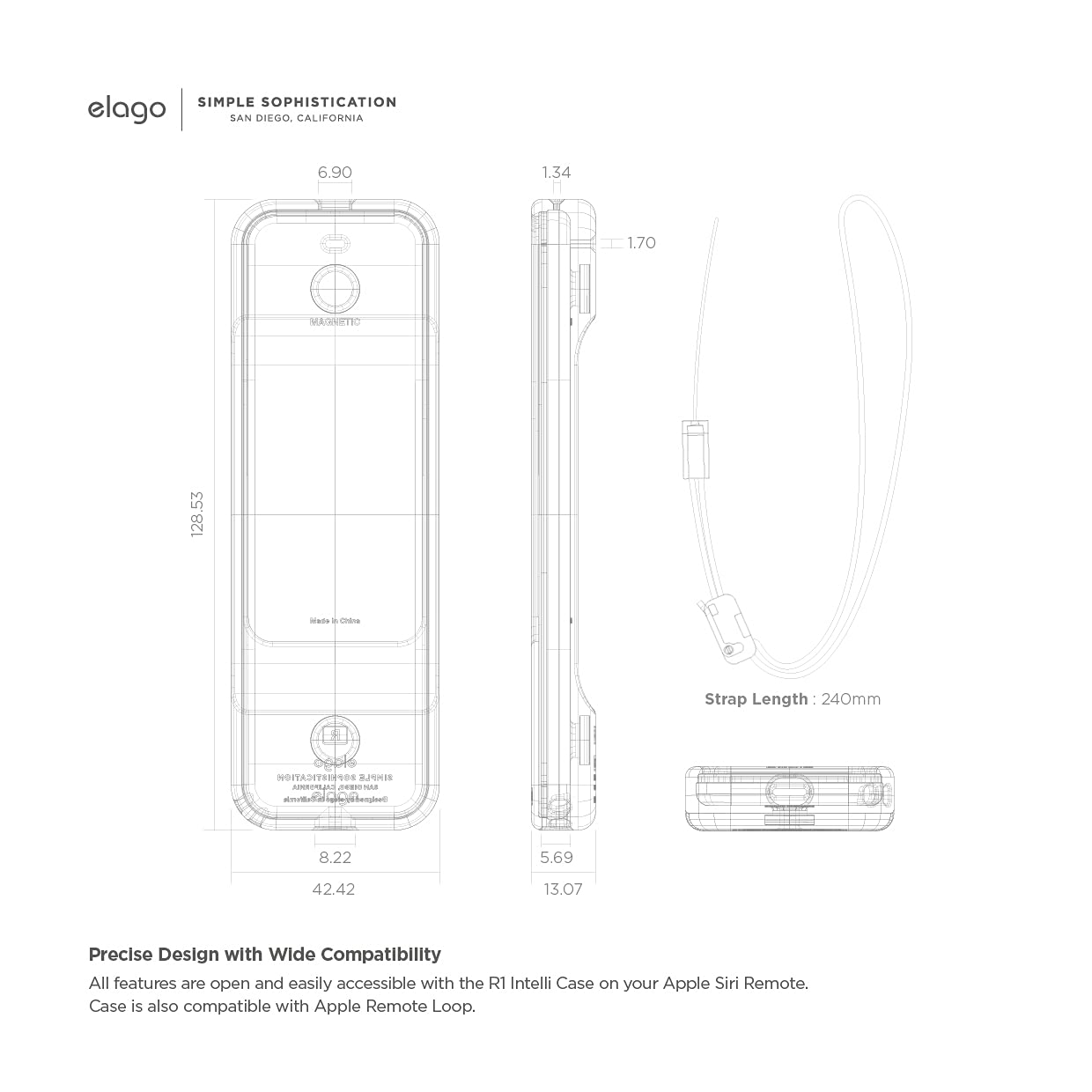 Elago R1 Silicone Case Compatible with Apple TV 4K 4th and 5th Generation Siri Remote Control - Red