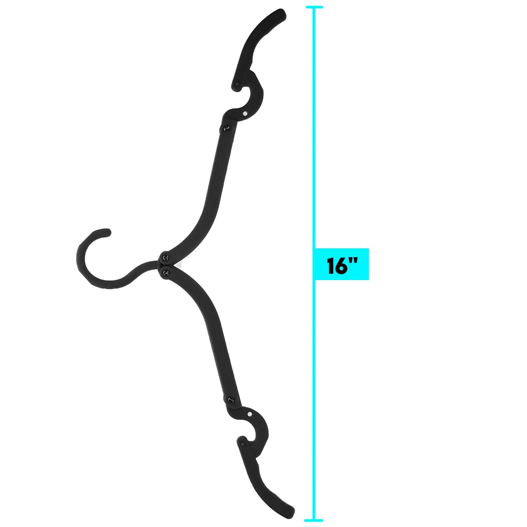 SE 12-Piece Set of Folding Ultra Compact Travel Hangers (Black & White), Open 16-Inches Folded 5-Inches