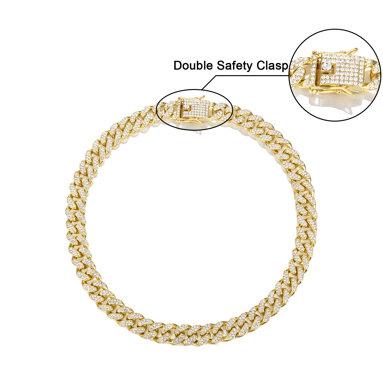 FEEL STYLE Mens Cuban Link Chain Gold Silver Plated Bling Miami Cuban Necklace Diamond Chain for Men13MM Iced Out Hip Hop Jewelry