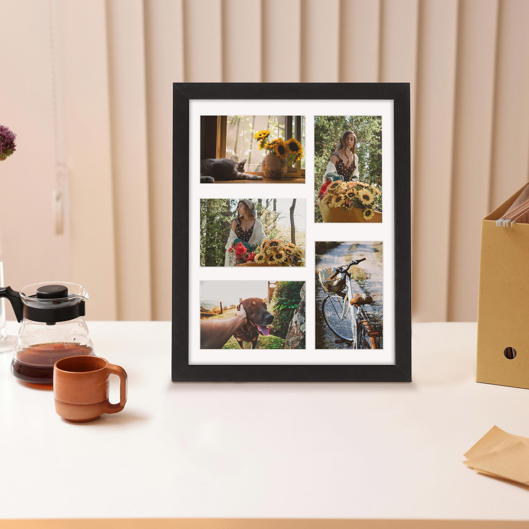 DUENPY 11x14 Collage Picture Frame, 4x6 Collage Picture Frame,Displays Five 4x6 inch Photos, or 11x14 (Without Mat) Available for Horizontal and Vertical Display,Black.