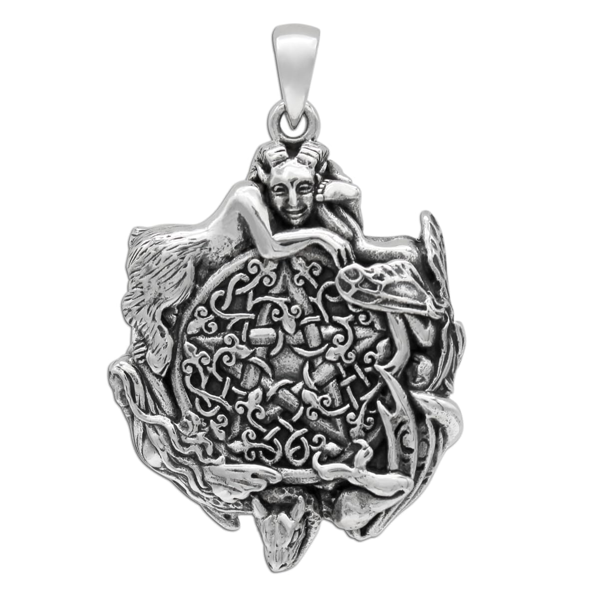 Dryad Design Sterling Silver Fairy Pendant - Fey Pagan Wiccan Pentacle Witchy Faerie Jewelry for Women