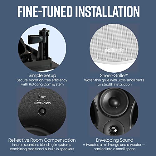 Polk Audio 70-RT 3-Way In-Ceiling Speaker (2.5β Driver, 7β Sub) - The Vanishing Series | Power Port | Paintable Grille | Dual Band-Pass Bass Ports White, White