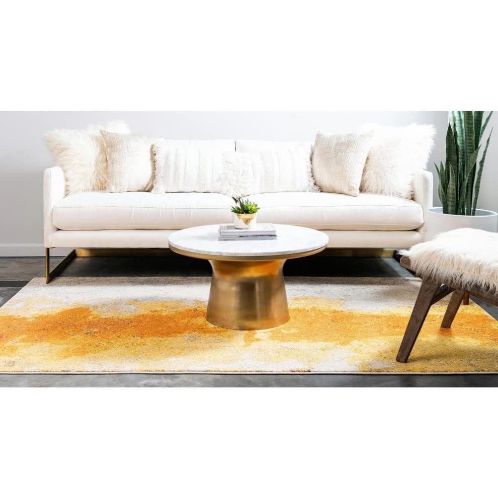 Unique Loom Estrella Collection Bright Colors, Abstract, Modern, Distressed Area Rug, 3' 3" x 5' 3", Yellow/Beige