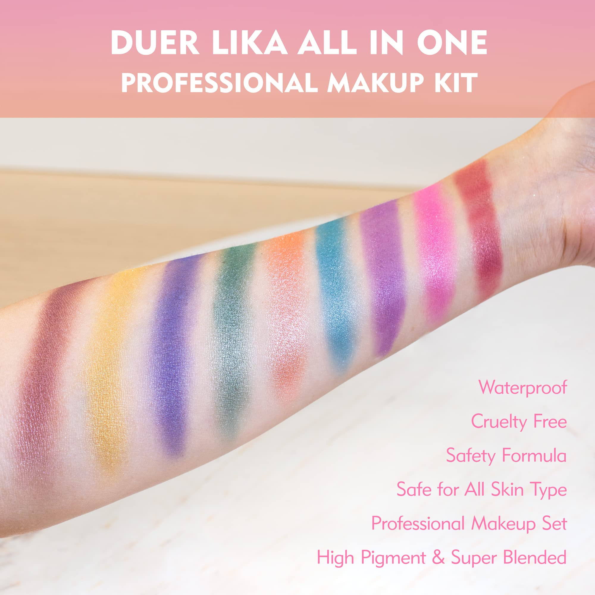DUER LIKA Makeup Kit Gift Set for Adults and Girls-Full Makeup Kit for Beginners Includes Eye Shadow Palette Blush Lip Gloss Lipstick Lip Pencil Eye Pencil Brush Mirror (WHITE)