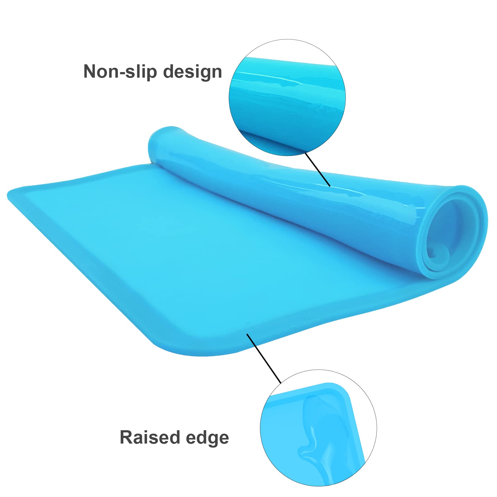 KVK 20×16in Large Silicone Placemats for Adults Babies Toddlers Kids - Food-Grade Silicone Table Mat - Universal for Kitchen Countertop Pastry Rolling Dough 2Pack Cool Grey