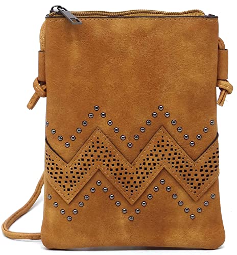 MIZUBA Women's Small Crossbody Bag Cell Phone Purse Holder Crossover Long Over the Shoulder Sling Purse (7-Mustard)