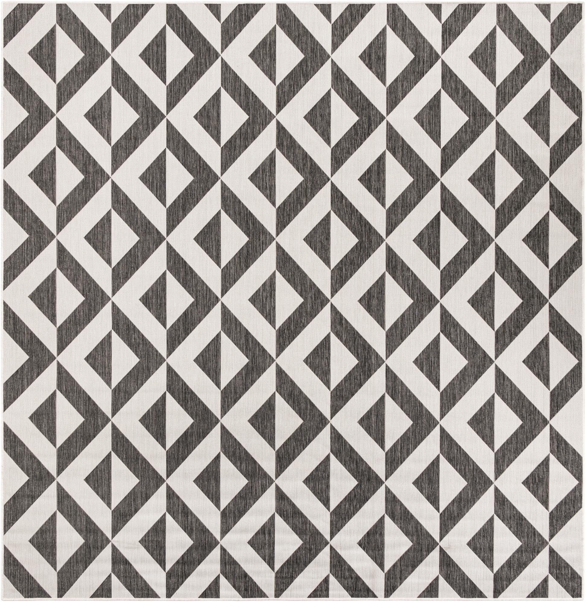 Unique Loom Jill Zarin Jill Zarin Outdoor Collection Area Rug - Napa (10' Square Charcoal Gray/Ivory)