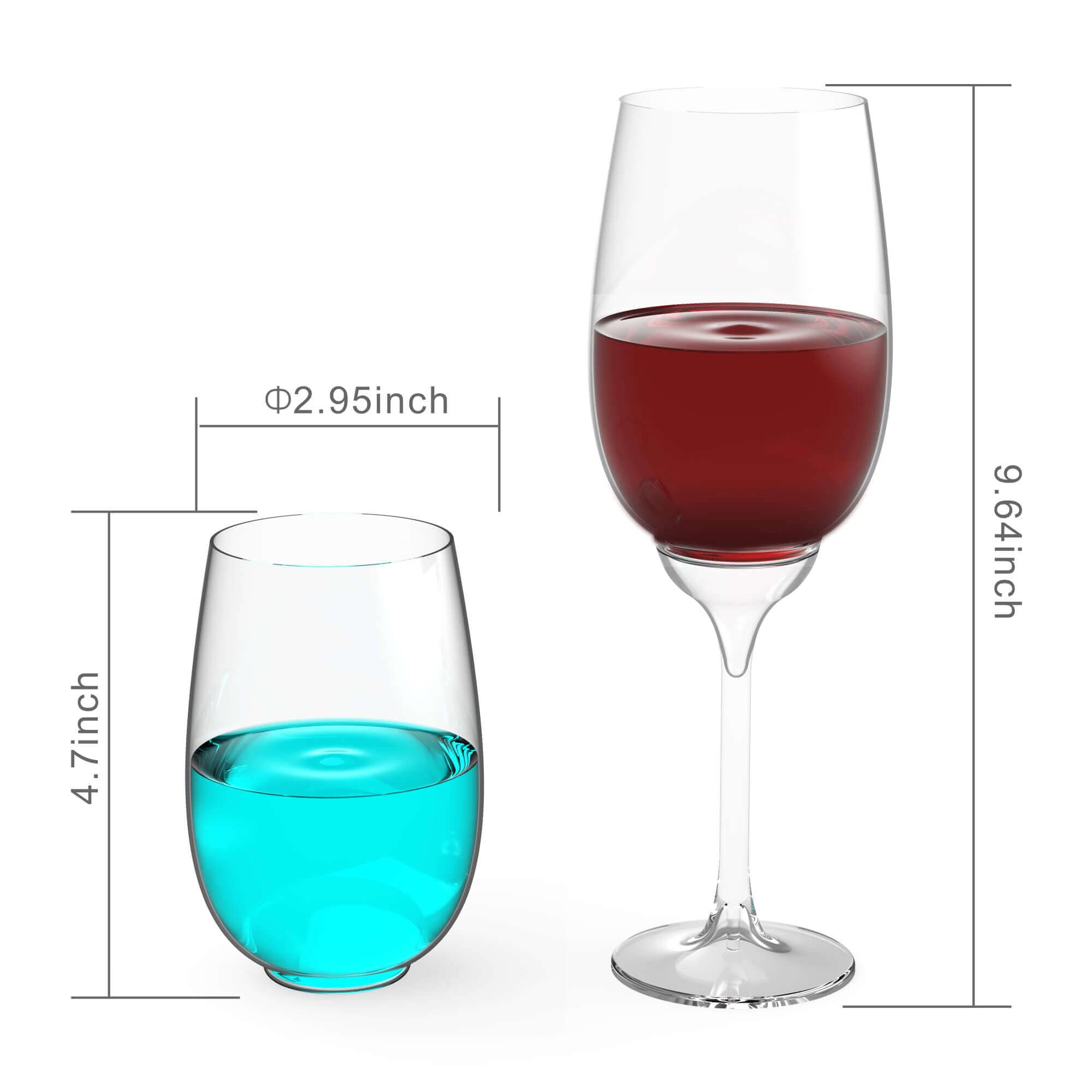 JIUBAR Travel Wine Glasses, Detachable Tritan Plastic stem wine glasses or Stemless Wine Cups/Champagne Glasses,Reusable Shatterproof Recyclable,clear color,BPA Free.