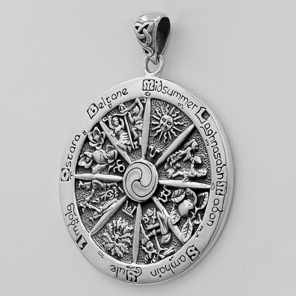 Dryad Design Wheel of the Year Pendant - Pagan Jewelry Wiccan Gift for Men or Women - 1.75" Sterling Silver
