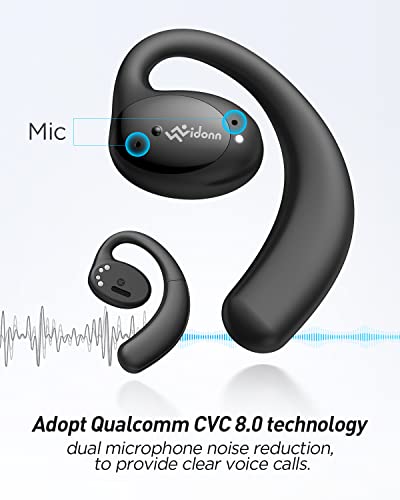 VIDONN Open Ear Headphones Wireless Bluetooth 5.2 OpenBuds T2 Sport Open Earbuds Non Bone Conduction with Earhook and Charging Case for Sports Running Headphones Exercise Around Ea (White)